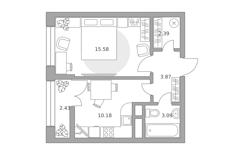 Купить 1-комнатную квартиру №355, 37.54 м² в корпусе 8 в ЖК «Пехра» от ...