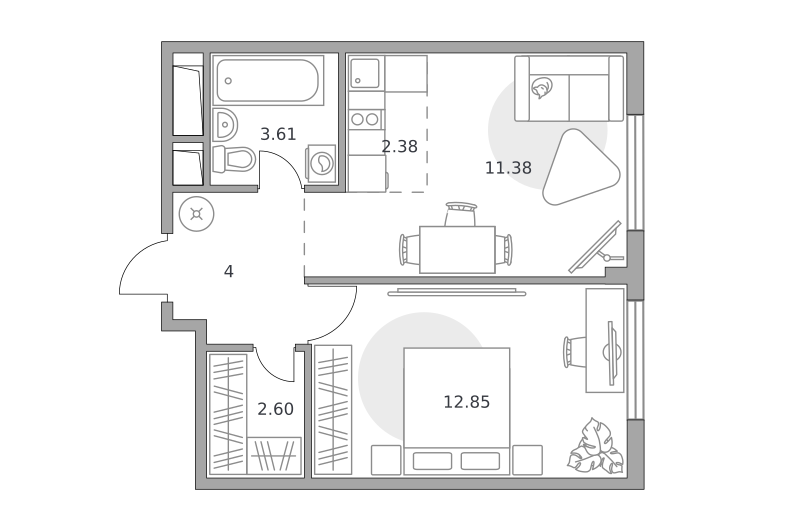 Купить 2-комнатную евро квартиру №112, 36.82 м² в корпусе 1.2 в ЖК ...
