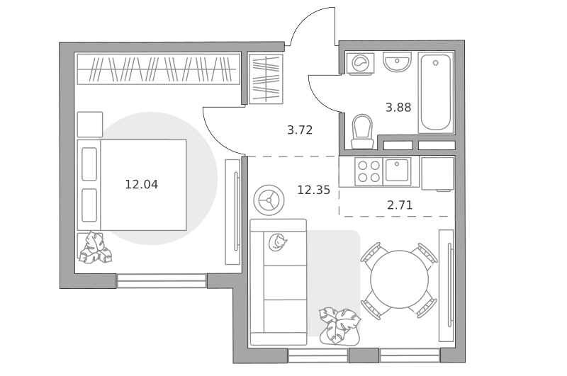 Купить 2-комнатную евро квартиру №216, 34.7 м² в корпусе 9 в ЖК ...