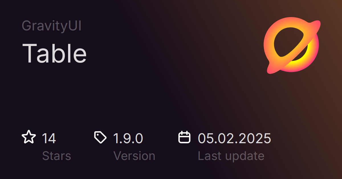 Gravity UI – Table