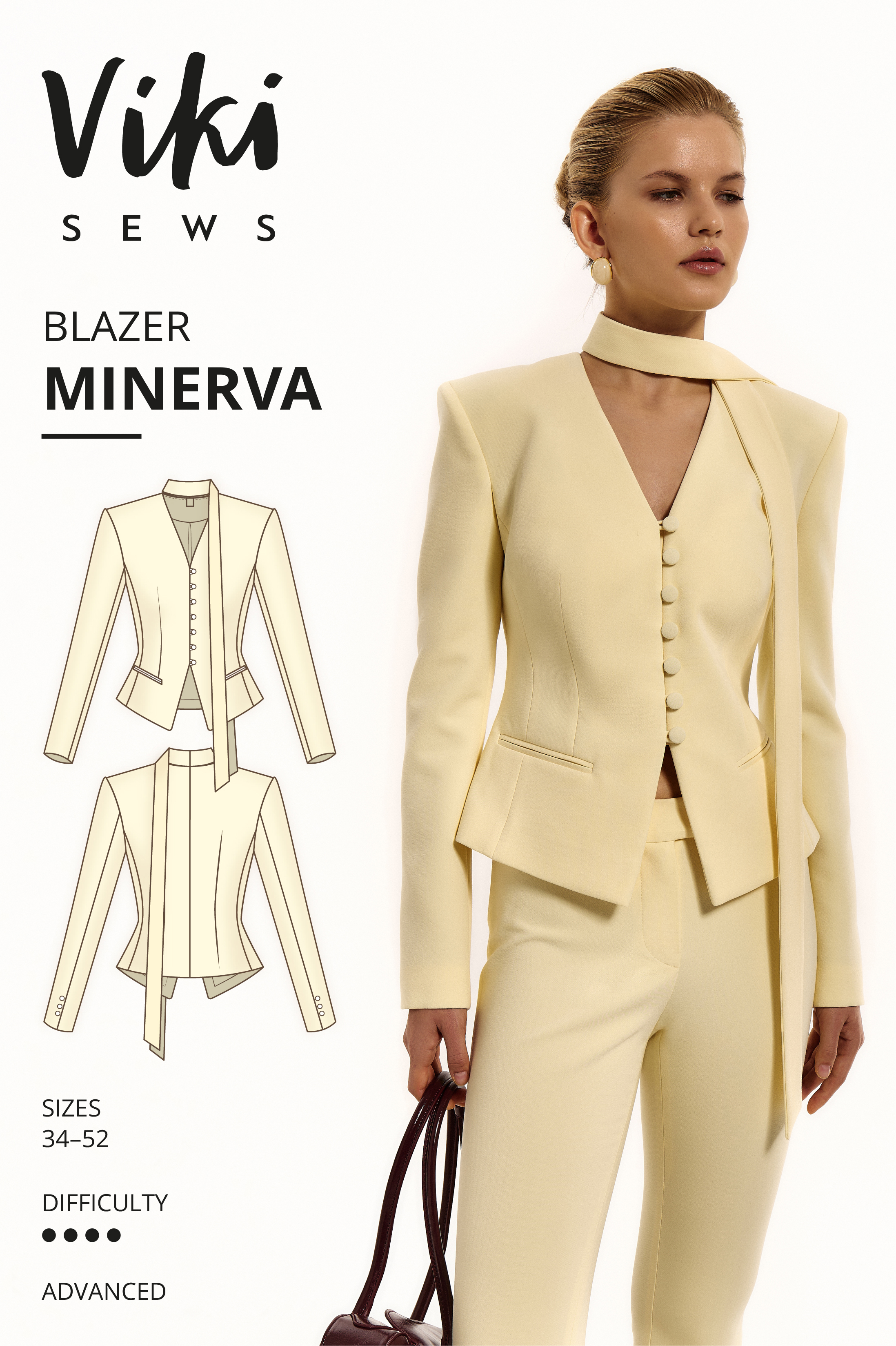 Minerva blazer digital pattern pdf sewing pattern with tutorial size